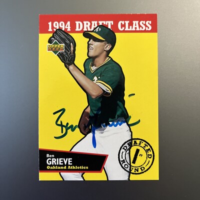 BEN GRIEVE 1994 UPPER DECK ROOKIE RC AUTOGRAPHED SIGNED AUTO BASEBALL ...