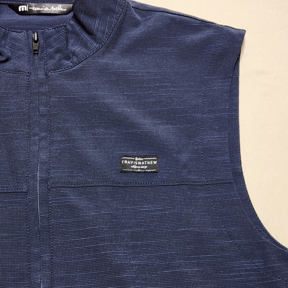 Travis Mathew Vest Jacket Men Size Medium Navy Full Zip Up Golf ...