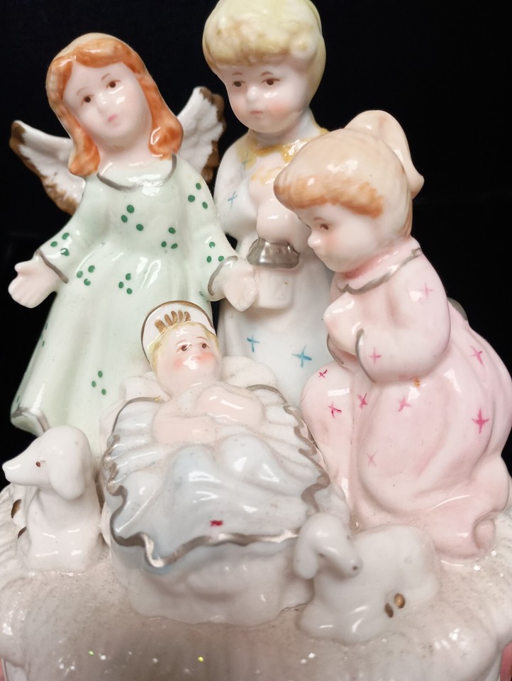 Vintage Nativity Holy Family Angel Lamb Ceramic Holiday Music Box | eBay