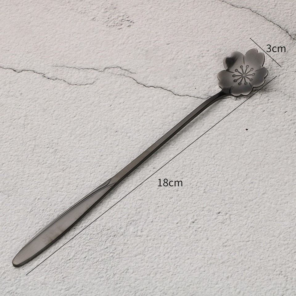 4 Pcs/set Long-handled Spoon Tableware Rose Flower Shaped Tea Spoons ...