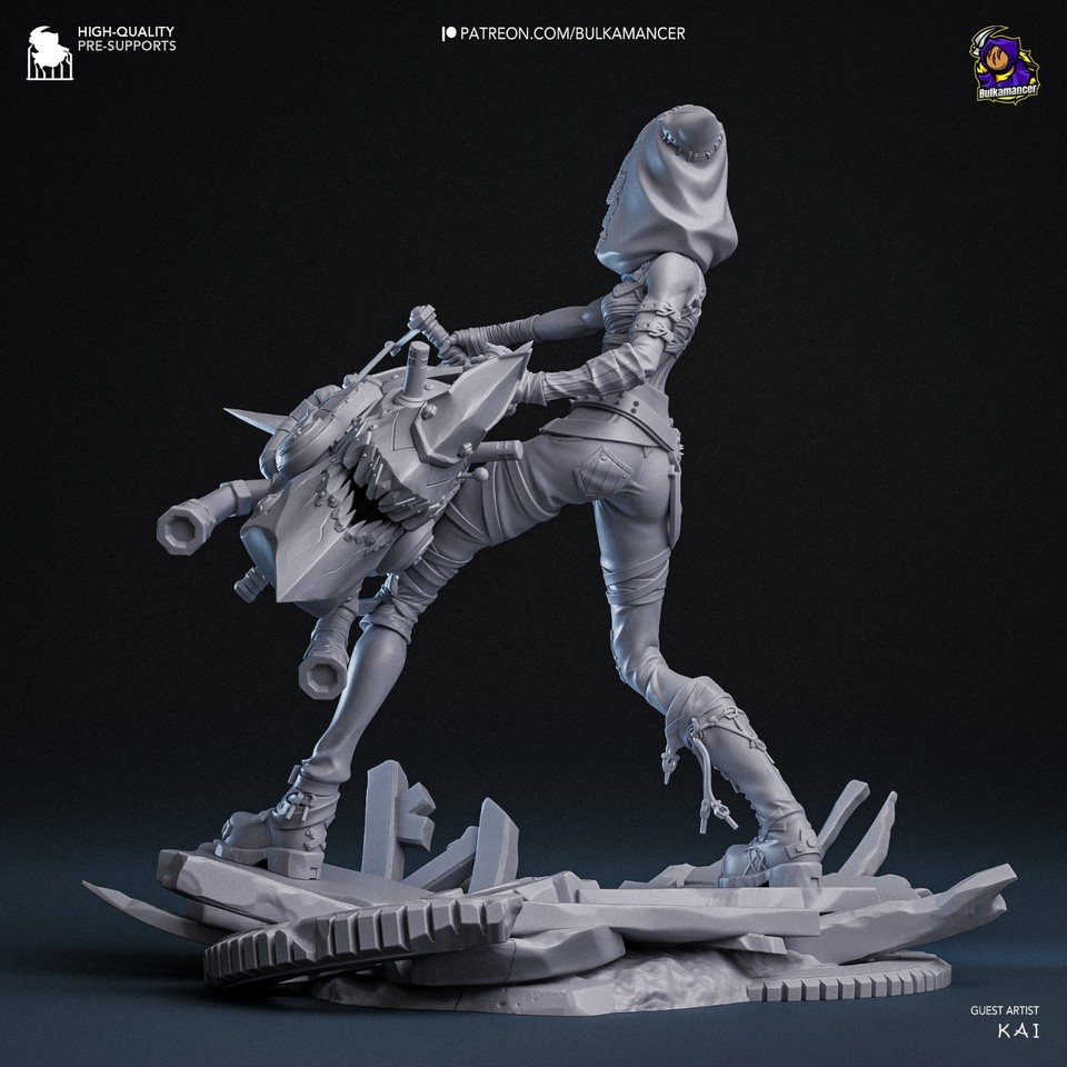 Jinx - Arcane 1/8 FAN ART Figure Statue 3d Print Model Kit Unpainted ...