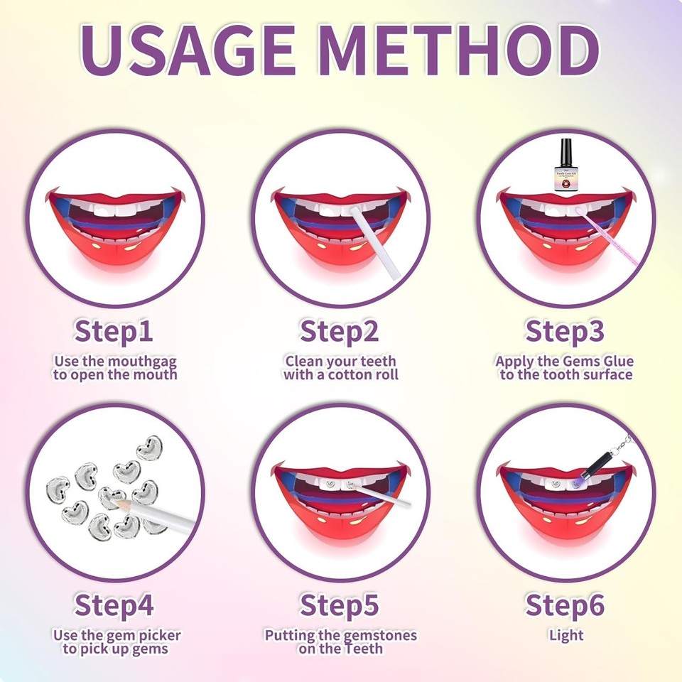 DIY Tooth Gem Kit, 120 Tooth Gems & Applicator, Removable & Temporary ...