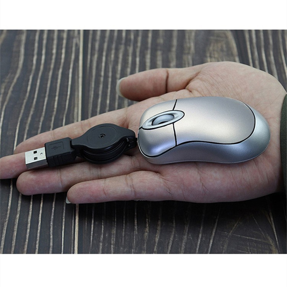 Retractable Travel Mouse Mini USB Optical Wired Mice For Home Laptop ...