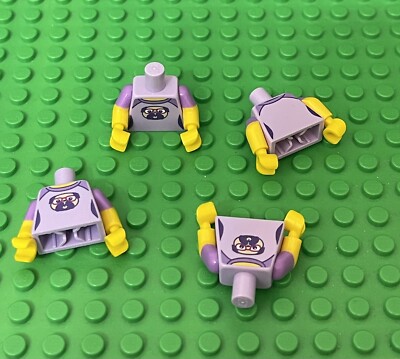 Lego 4 Female Lavender Mini Figures Torso With Pug Dog with Red Glasses ...