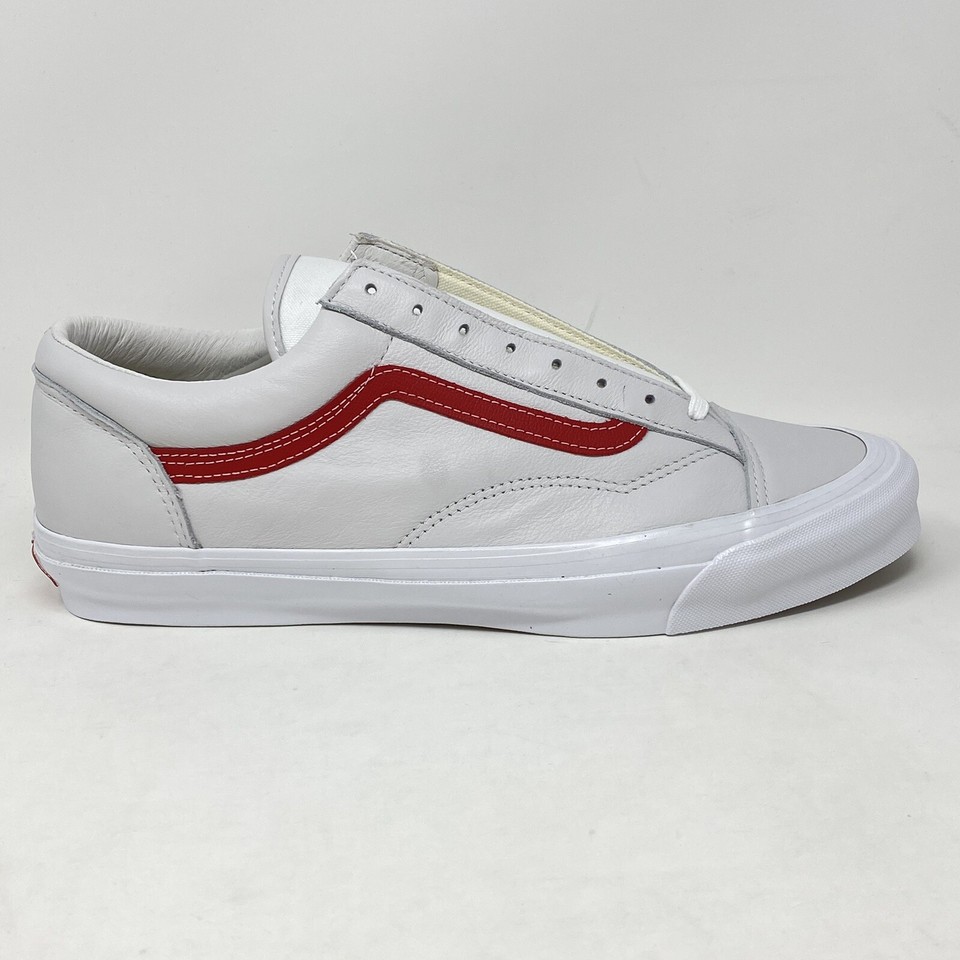 Vans OG Style 36 Lx Leather Men's 13 White Red Vault Skate Shoes New | eBay