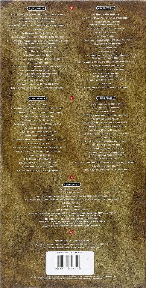GEORGE STRAIT - STRAIT OUT OF THE BOX - (4) CD BOX SET + 70 PAGE ...