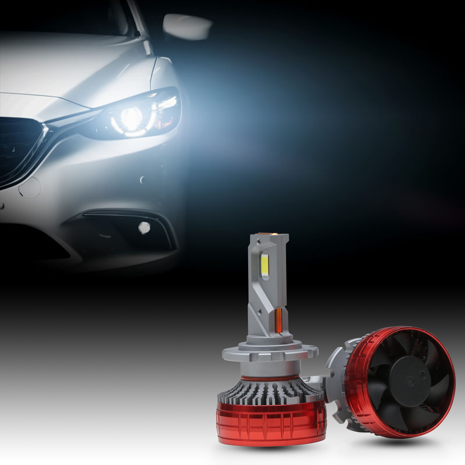 1 Pair D2H LED Headlight Bulbs 50W 6000K 4500LM High/Low Beam Fit For ...