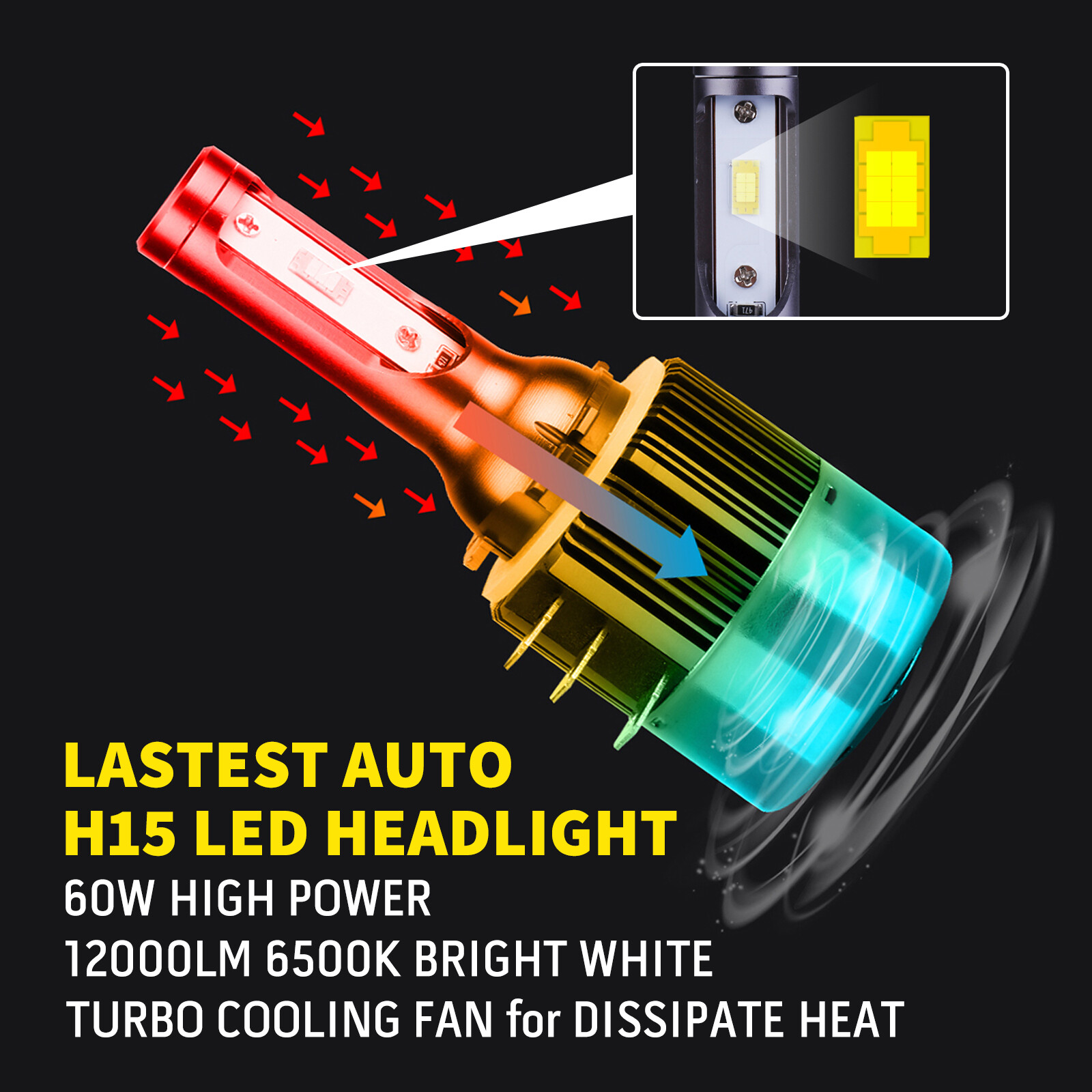 2x For VW Benz GLA GLK Fit Audi H15 LED Headlight High Beam DRL Lights ...