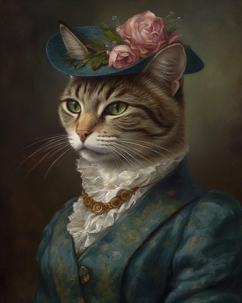 Regal Cat Victorian Lady Aristocrat Dark Academia Fine Art Giclee Print ...