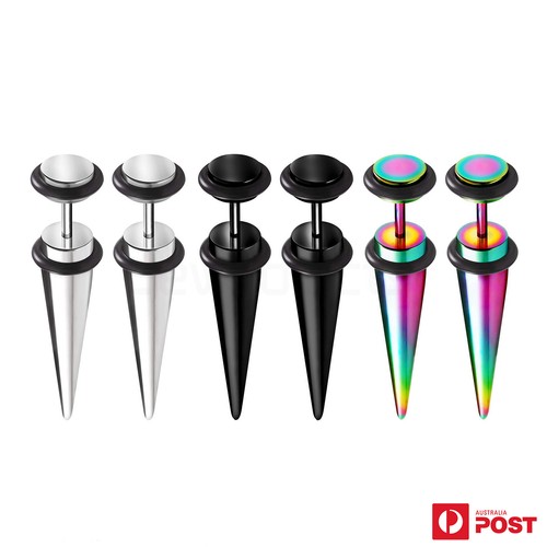 1 Pair Surgical Steel Fake Tapers Ear Plug Stud Earring Gauge Piercing ...