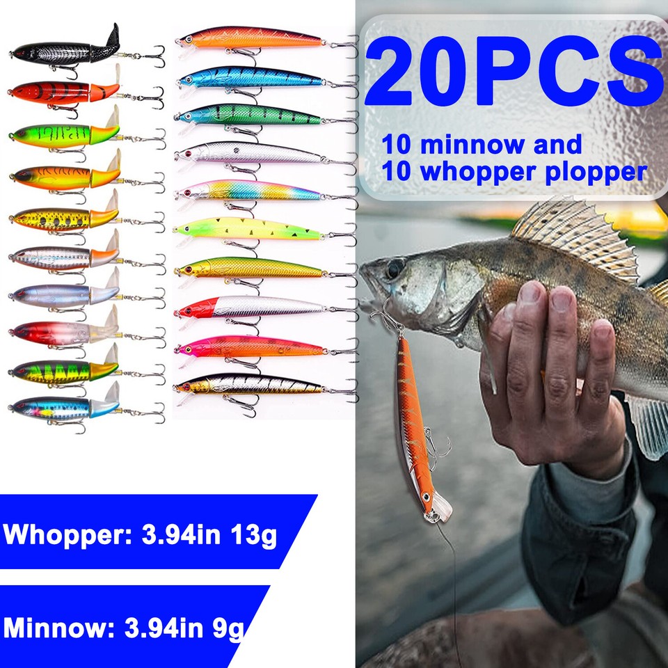 10ps Fishing Lures bait Whopper Plopper Topwater Floating Rotating Tail ...