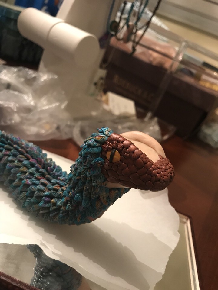 Handmade Polymer Clay Snake Sculpture | eBay