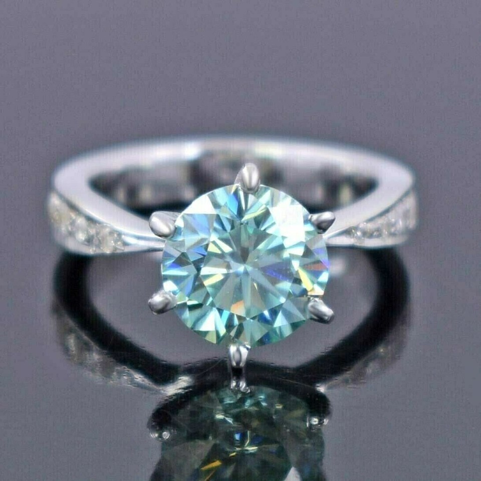5 Ct Blue Treated Diamond Ring With Accents Great Shine And Luster ...