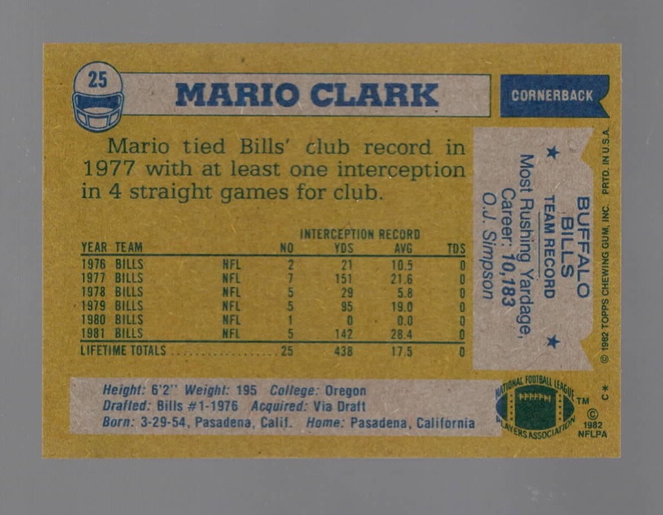 1982 Topps #25 Mario Clark NM/Mint | eBay