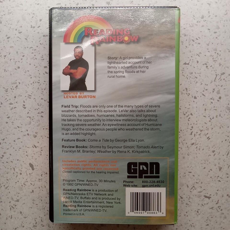 Reading Rainbow VHS "Come a Tide" Episode #086/155 LeVar Burton ExLib ...