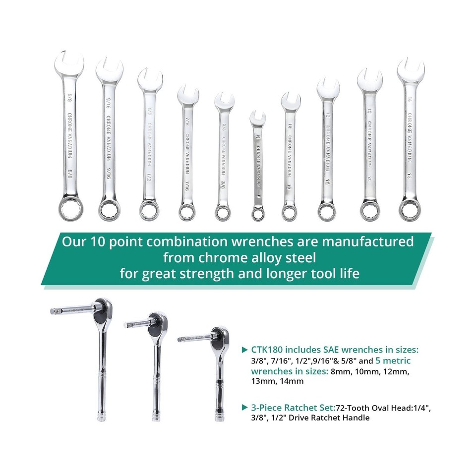 Towallmark 213 Piece Mechanic Tool Set and Socket Wrench Set, SAE and ...
