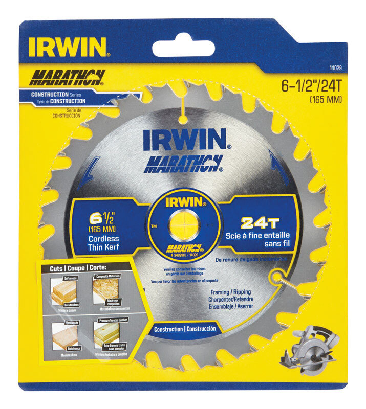 Irwin 14029 WeldTec 24 TPI Carbide ATB Wood Circular Saw Blade 6-1/2 ...