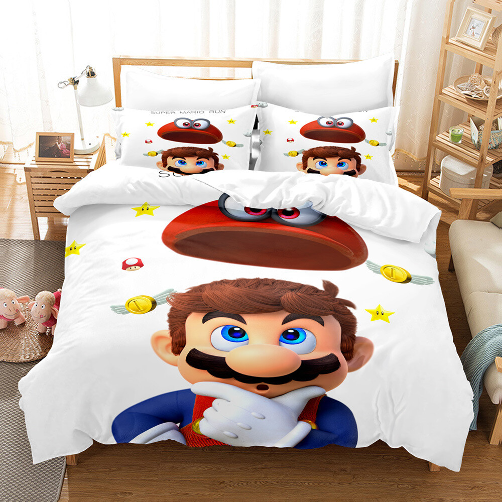 3D Super Mario Luigi Yoshi Duvet Quilt Cover Set Single/Double/Queen ...