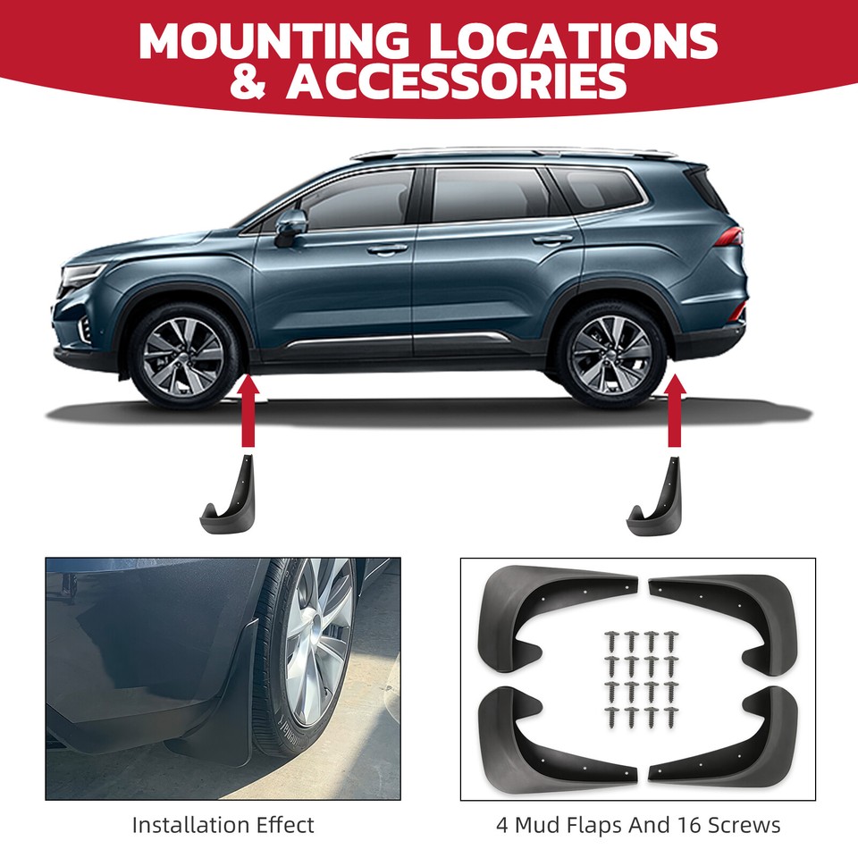 4Pcs Set Front & Rear Fender Splash Guard Mud Flap For 17-22 Chrysler ...