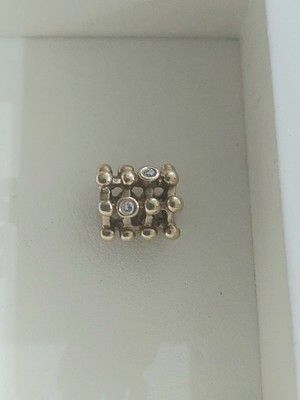 Genuine Pandora 14ct 14k Yellow Gold & Diamond Matrix Charm Retired ...