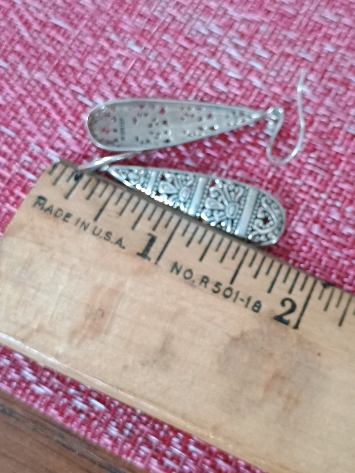 925 Sterling Silver Filigree Dangling Pierced Earrings Vintage | eBay