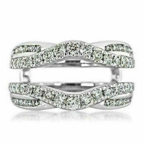 2.6Ct Moissanite Solitaire Enhancer Guard Wrap Ring Real 925 Sterling ...