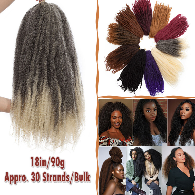 Afro Kinky Bulk Hair Extensions Curly Twist Crochet Braids Natural Puff ...