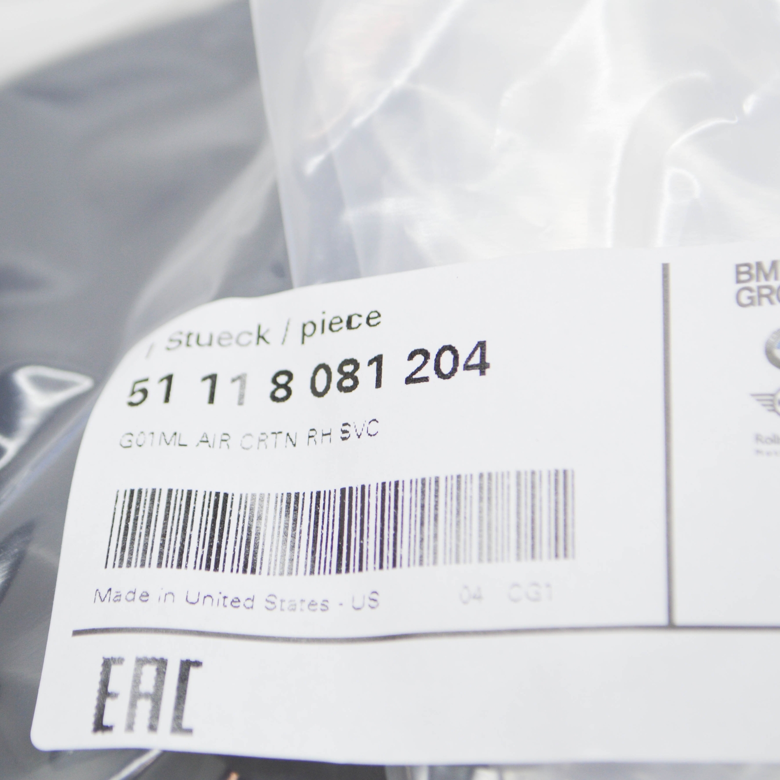 BMW X4 G02 Luftführungsvorhang vorne rechts M 51118081204 8081204 NEU ...