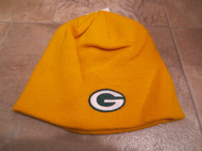NFL Green Bay Packers Gold Uncuffed Logo Knit Stocking Cap Hat Reebok ...