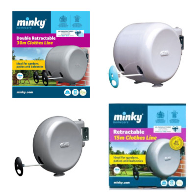 15m/30m Retractable Reel Cloth Washing Line Double Wall Mounted Indoor ...