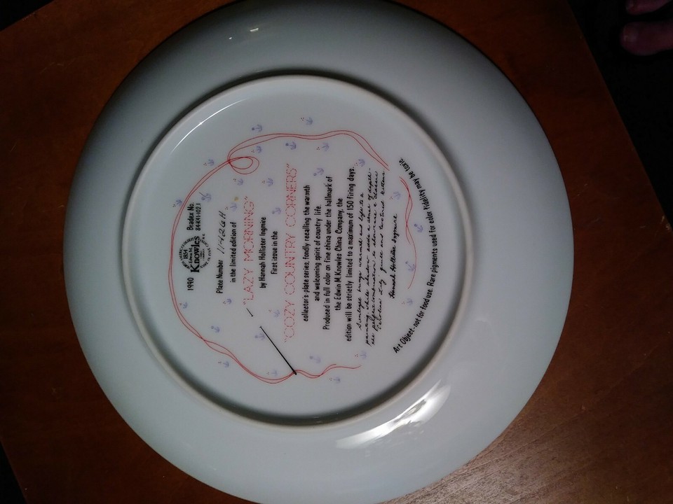 Knowles Fine China Plate Lazy Morning Hannah Hollister Ingmire Kittens ...