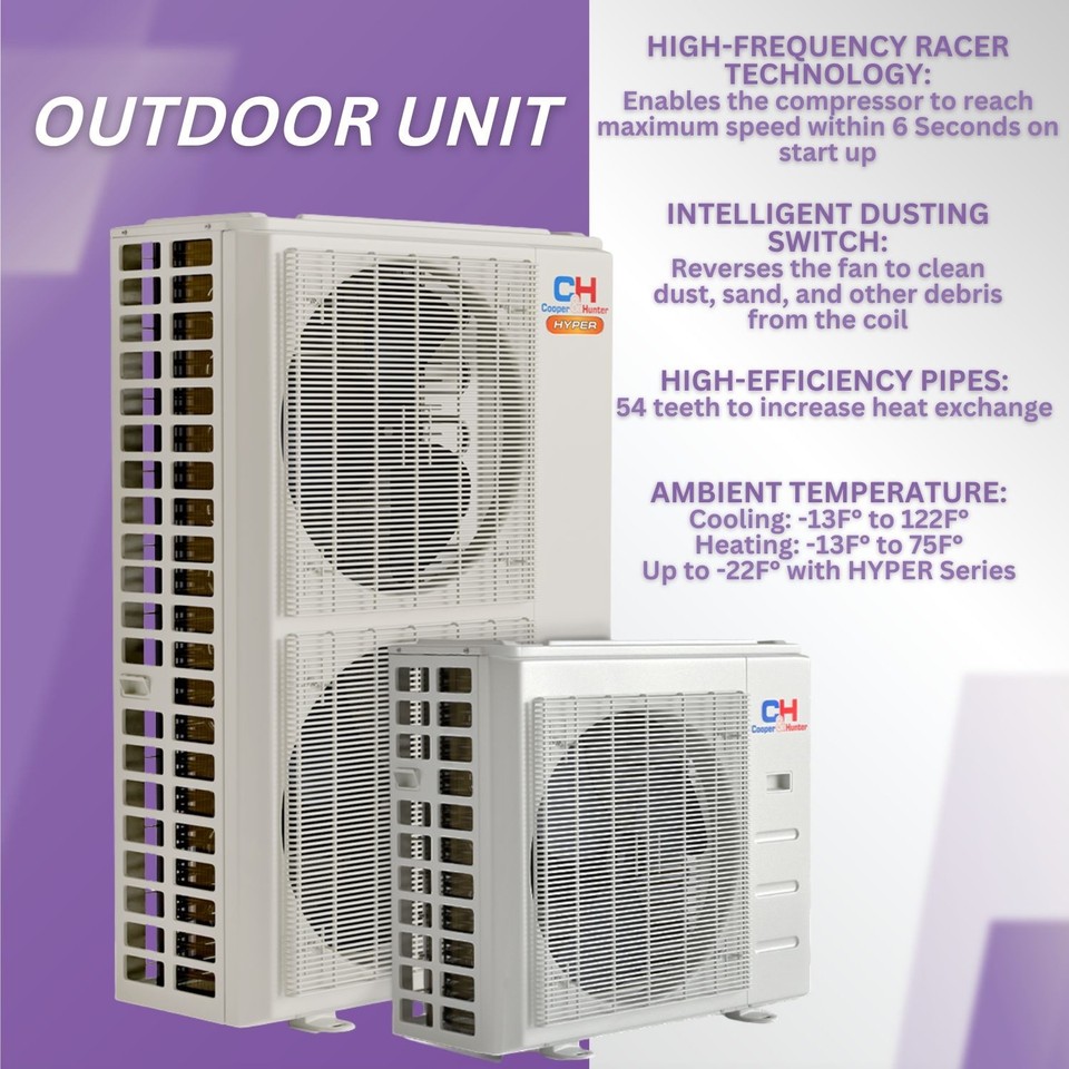 48000 BTU Ducted Multi Position AHU Mini Split Heat Pump AC 17.7 SEER 4 ...