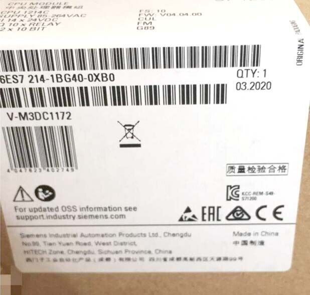 1PC 6ES7 214-1BG40-0XB0 NEW Siemens CPU 6ES7214-1BG40-0XB0 Expedited Shipping | eBay UK