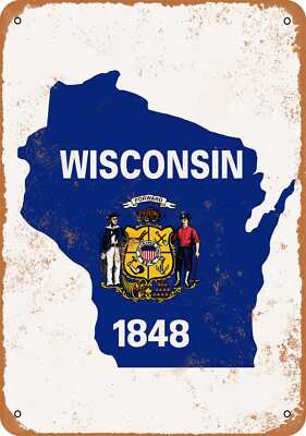 METAL SIGN - Wisconsin State Flag Design -- Vintage Look | eBay