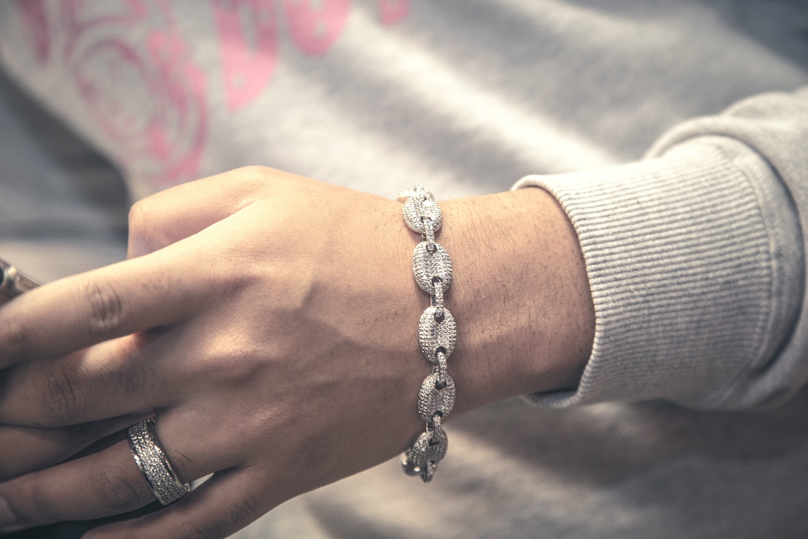 Studded Goochi Link Bracelet - Silver | eBay