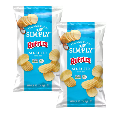 Simply Ruffles Sea Salted Potato Chips 8Oz Less Fat than Regular 2 Bags ...