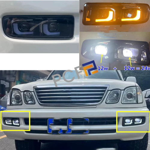 Pair For Lexus LX470 1998-2007 Side Front Bumper LED Fog light Assembly ...