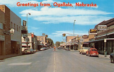 OGALLALA, NE ~ MAIN STREET, CARS, ADVERTISING SIGNS ~ c 1950's | eBay