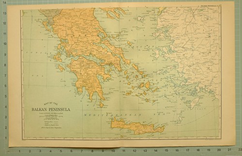 1922 MAP SOUTH BALKAN PENINSULA MOREA ATHENS GREECE CRETE PIRAEUS | eBay