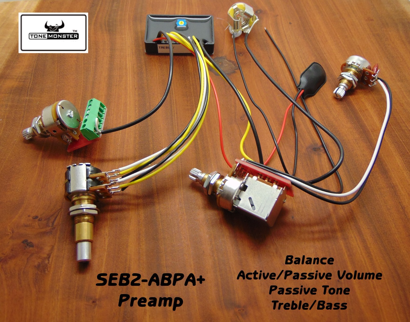 TONE MONSTER SEB2-ABPA+ Bass Guitar Preamp Active Passive Volume & Tone ...