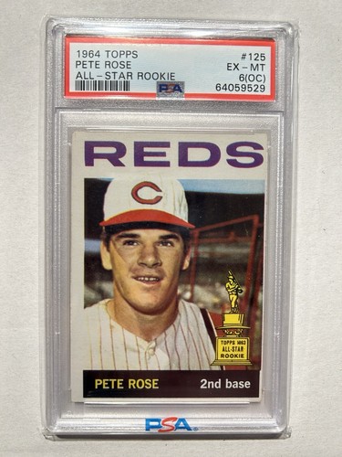 1964 TOPPS PETE ROSE ALL-STAR ROOKIE Reds #125 PSA 6 (OC) EX-MT Hit ...