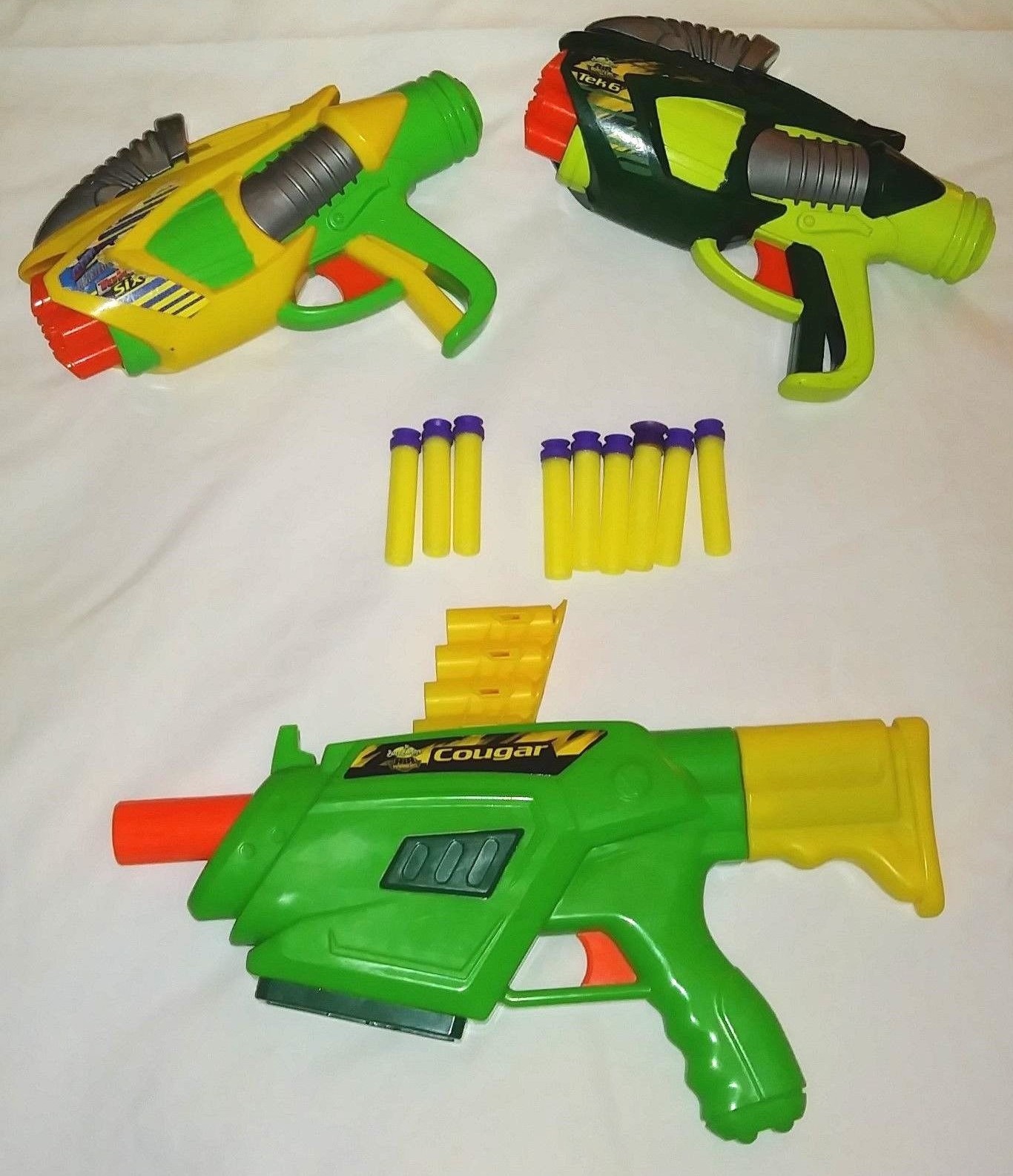 Buzz Bee Toys Foam Dart Air Blasters Lot Of 3 Guns 9 Darts Cougar Tek 6 ...