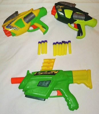 Buzz Bee Toys Foam Dart Air Blasters Lot Of 3 Guns 9 Darts Cougar Tek 6 ...