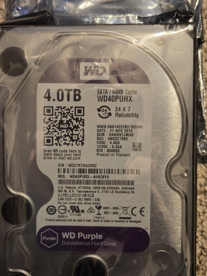 Western Digital WD40PURX 4TB 5.4K RPM 3.5'' SATA Internal HDD - Purple ...