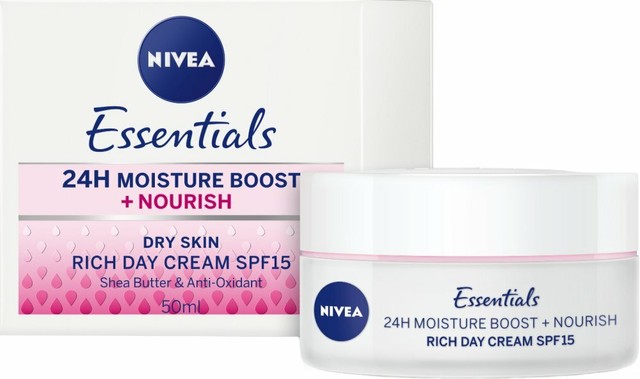 NIVEA Essentials 24 Moisture Boost Nourish Day Cream - SPF 15 50ml for ...