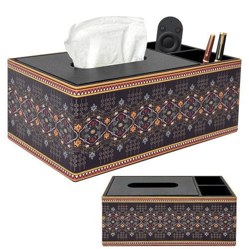Tissue Box Cover Multifunction PU Leather Rectangular Tissue Box Holder ...