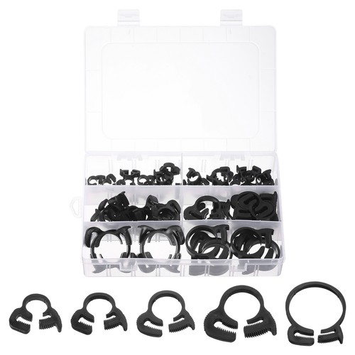 1 Set 56 Pcs Plastic Adjustable Double Snap Grip Hose Clamps, Black ...