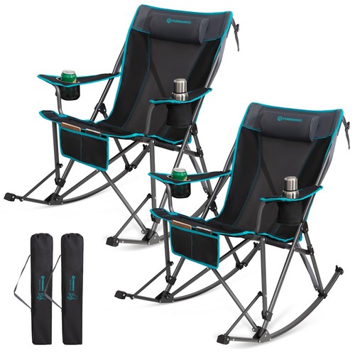 Rocking Camping Chair, 2 Pack High Mesh Back Portable Folding Camp ...