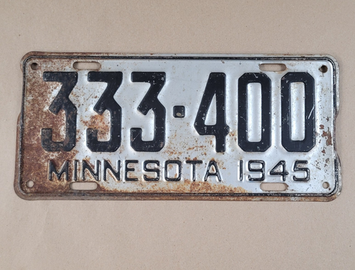 1945 Minnesota MN License Plate Original Paint 12"x 5.5" 333-400 ...