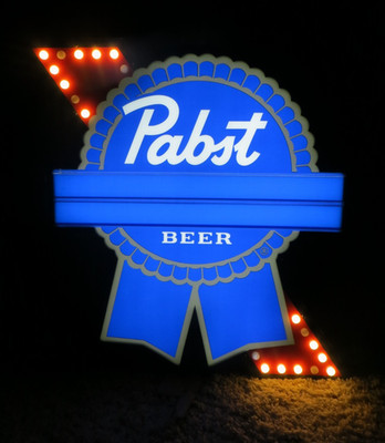 RARE PABST BLUE RIBBON BEER CUSTOMIZABLE MOTION LED SIGN-BAR-LIGHT-PBR ...